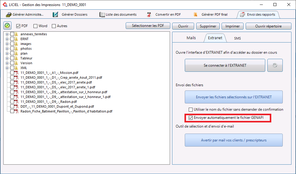 LICIEL - WikiLICIEL - Liciel DIAG - Fonction sup - Export Genapi